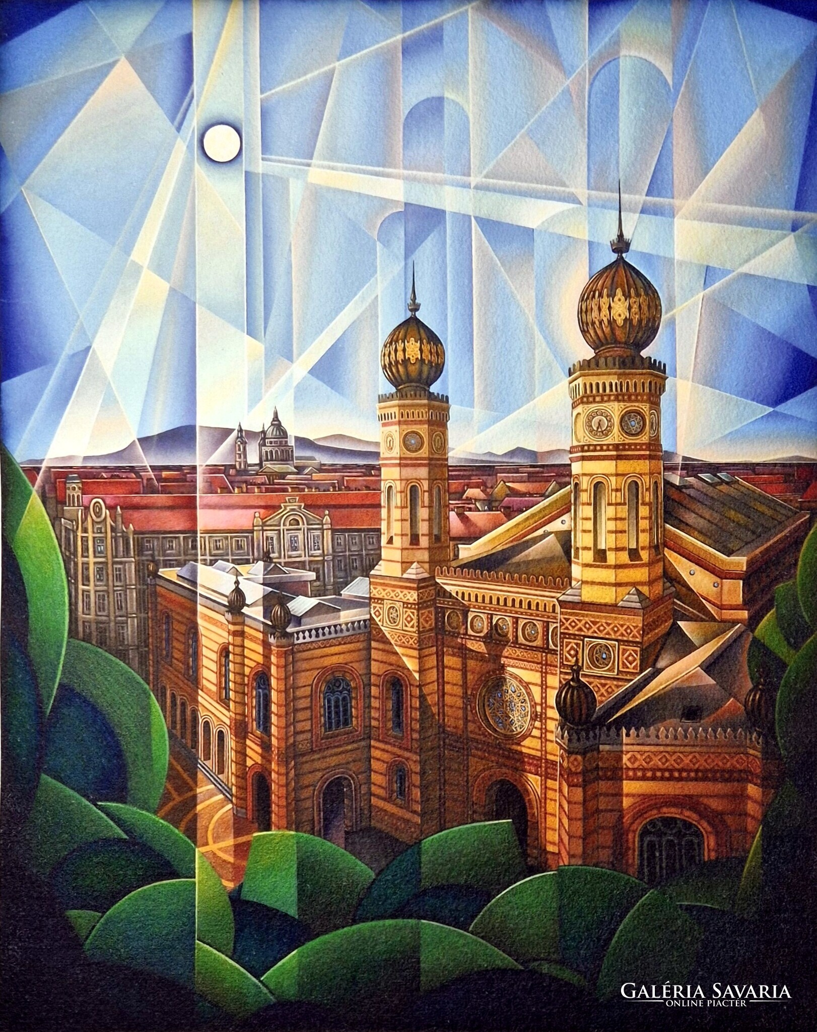 Vinkó Leó - Dohány utcai Zsinagóga 59 x 41 cm computerprint, merített ...