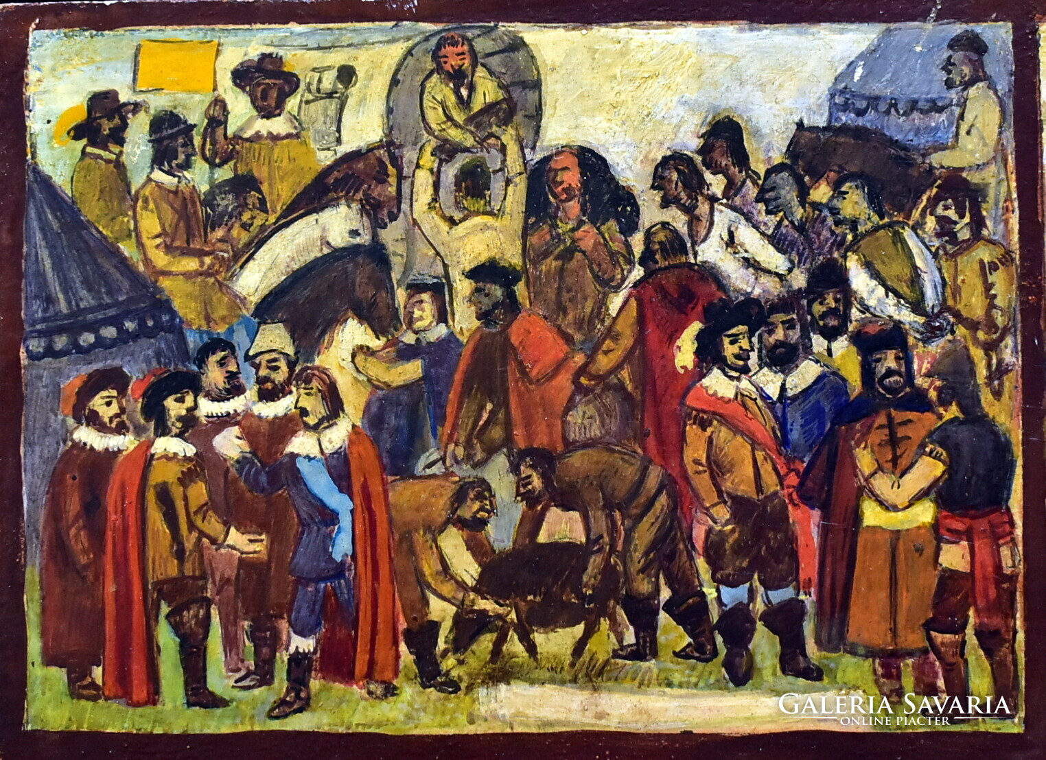 Kurucz D. István (1914 - 1996) TÖRTÉNELMI PANNÓ TERV - Festmény ...