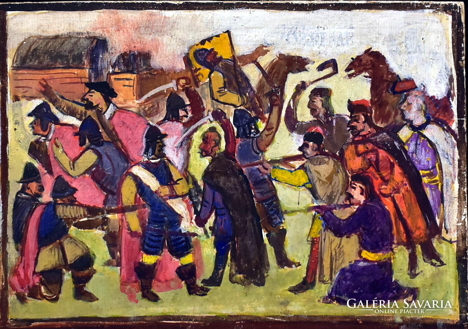 Kurucz D. István (1914 - 1996) TÖRTÉNELMI PANNÓ TERV - Festmény ...