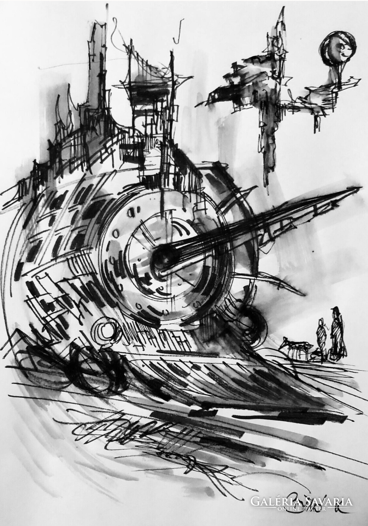 Disztópia art by Konrad Biro. A4 tus festmény. Alacsony induló árral ...