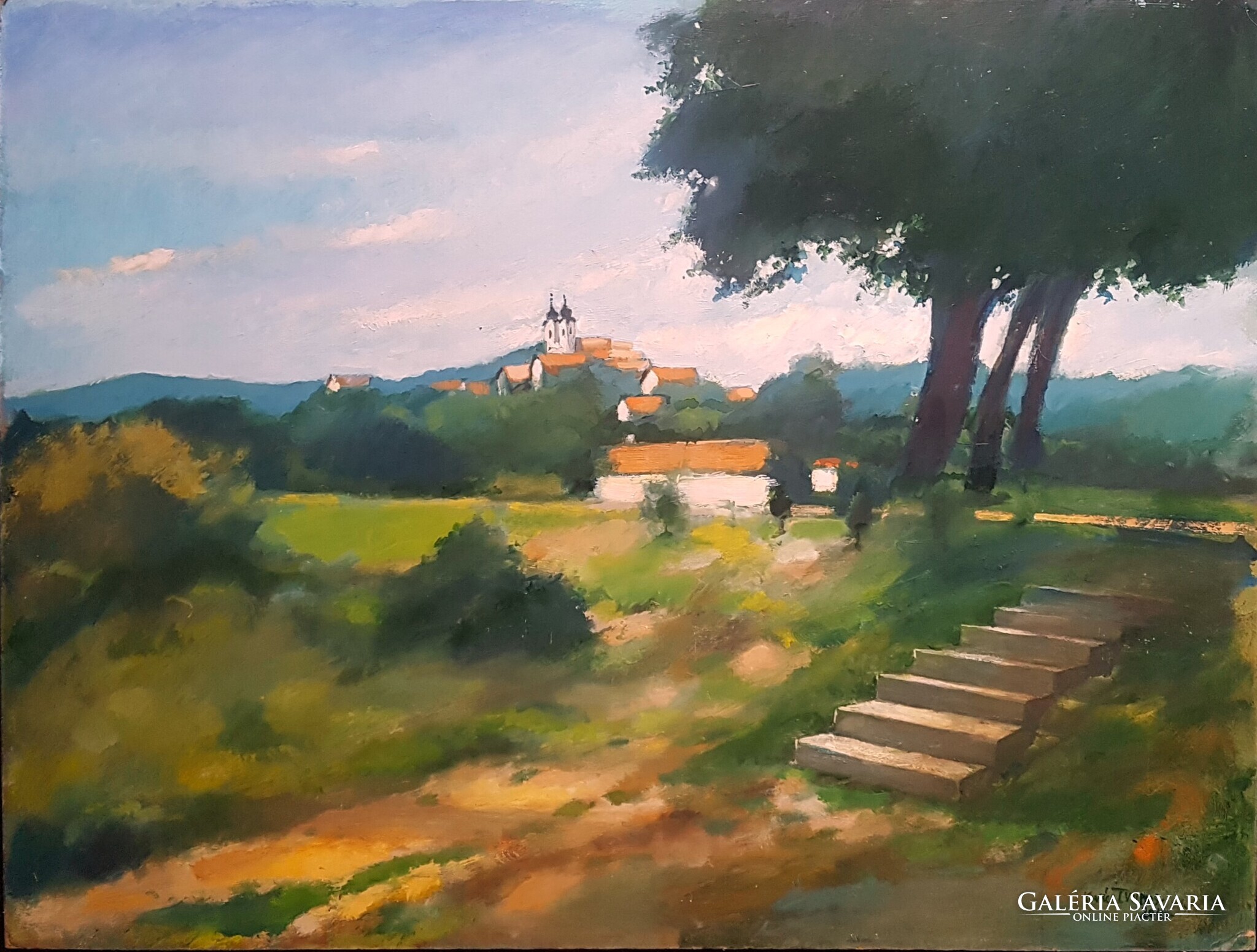 Kovács Tamás Vilmos - Tihany 60 x 80 cm olaj, farost 2016 - Festmény ...