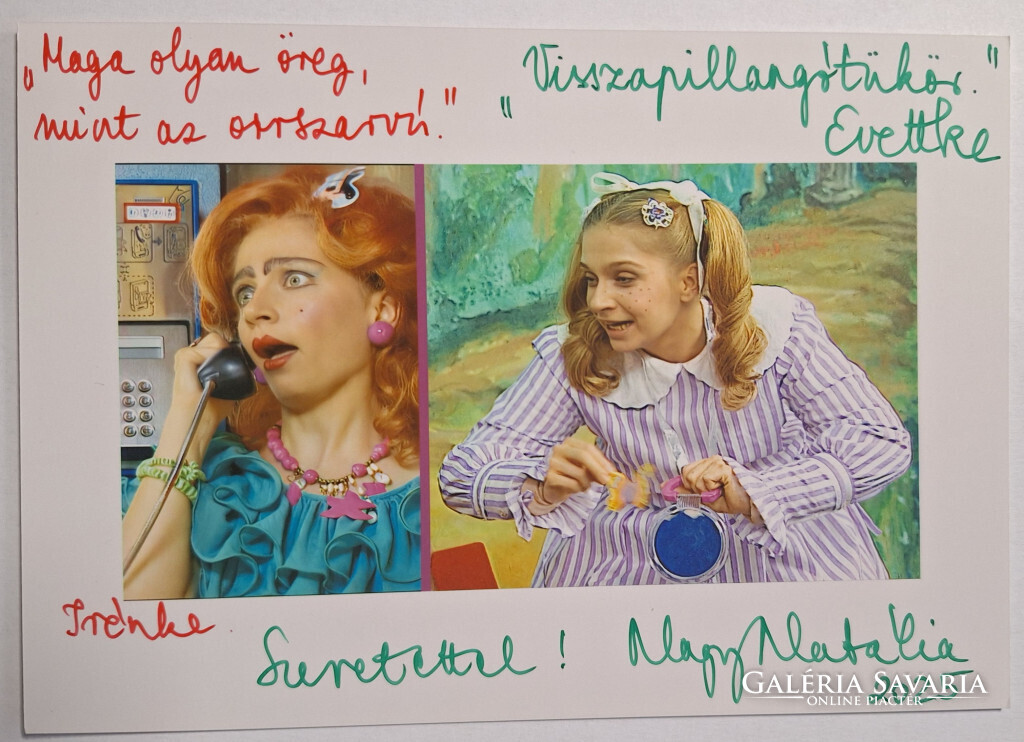 Nagy Natália írónő, színésznő által aláírt fénykép ("Irénke/Evettke ...