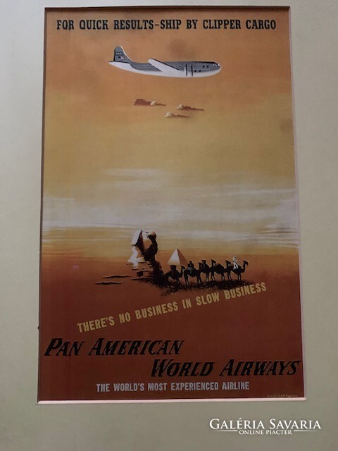Vintage Pan Am Clipper Poster in glass frame beautiful item and limited ...