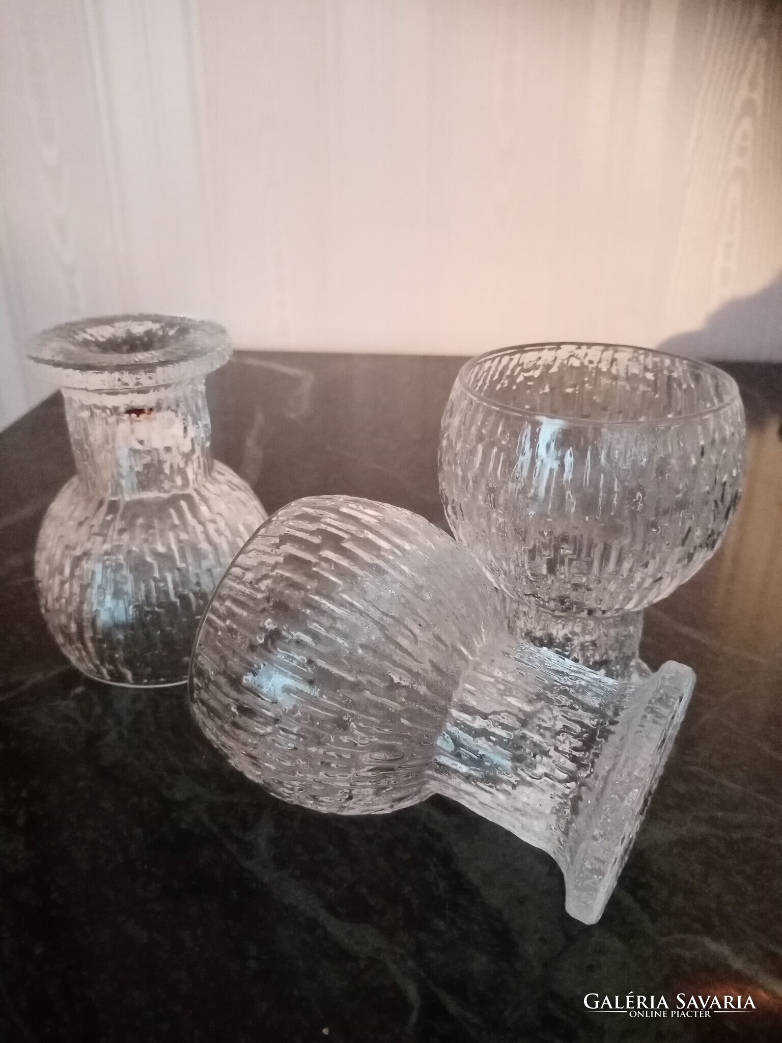 3 db skandináv / finn jégüveg Iittala pohár - Tervező: Tapio Wirkkala ...