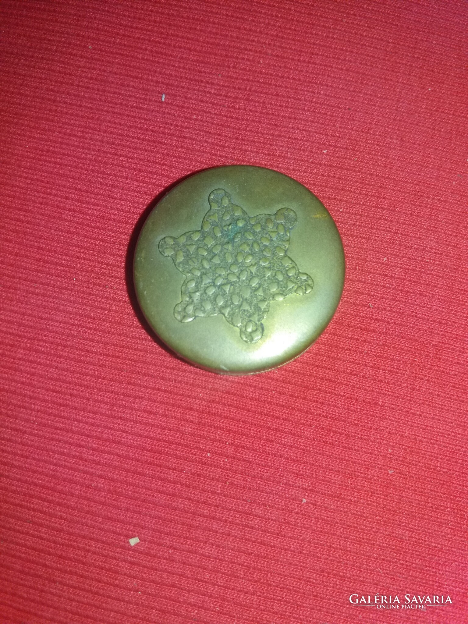 Antik réz apró kör alakú héber Dávid csilagos burnót tubákos szelence ...