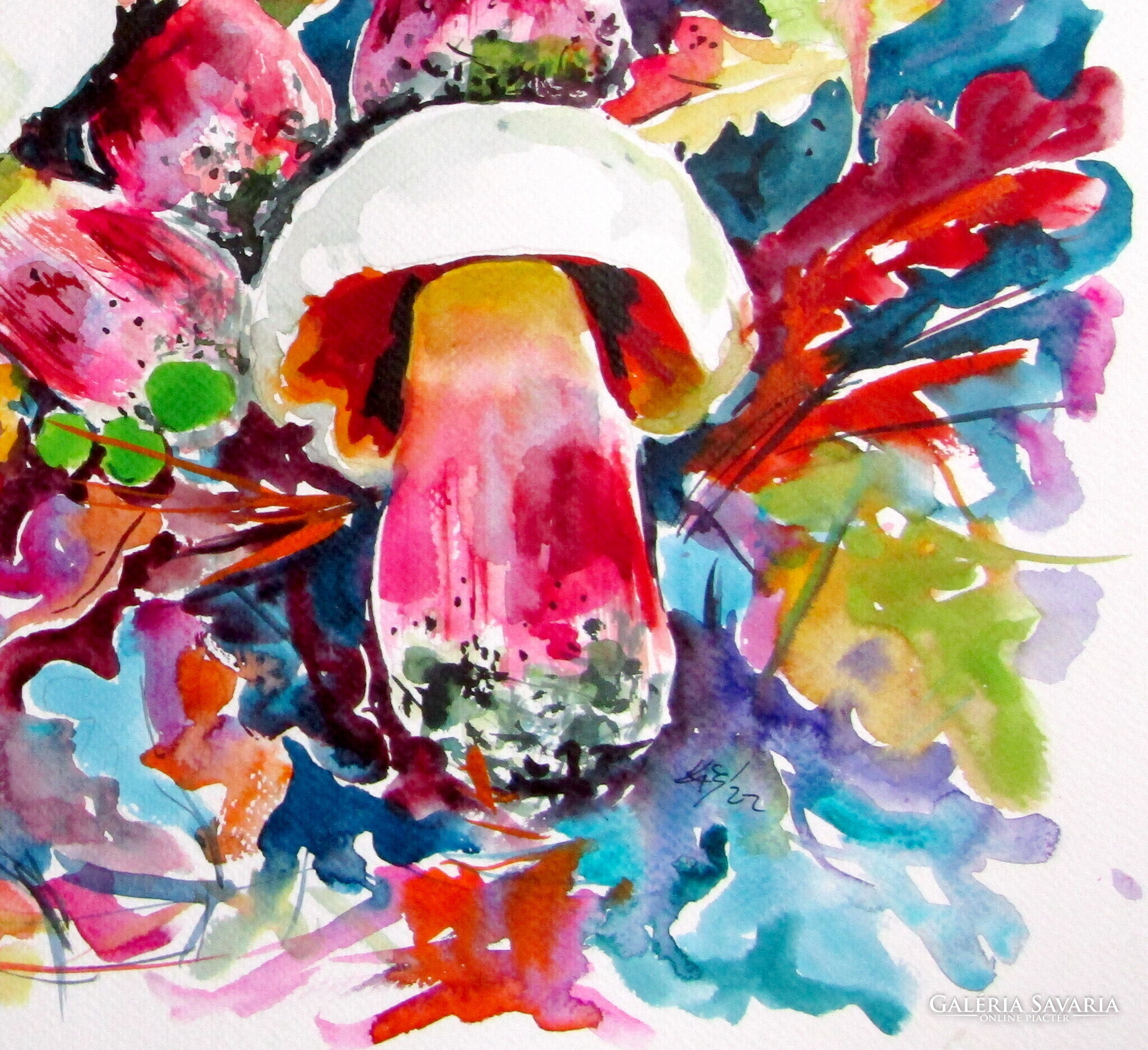 Mushrooms Boletus Satanas- watercolor painting - Sátán tinóru- akvarell ...