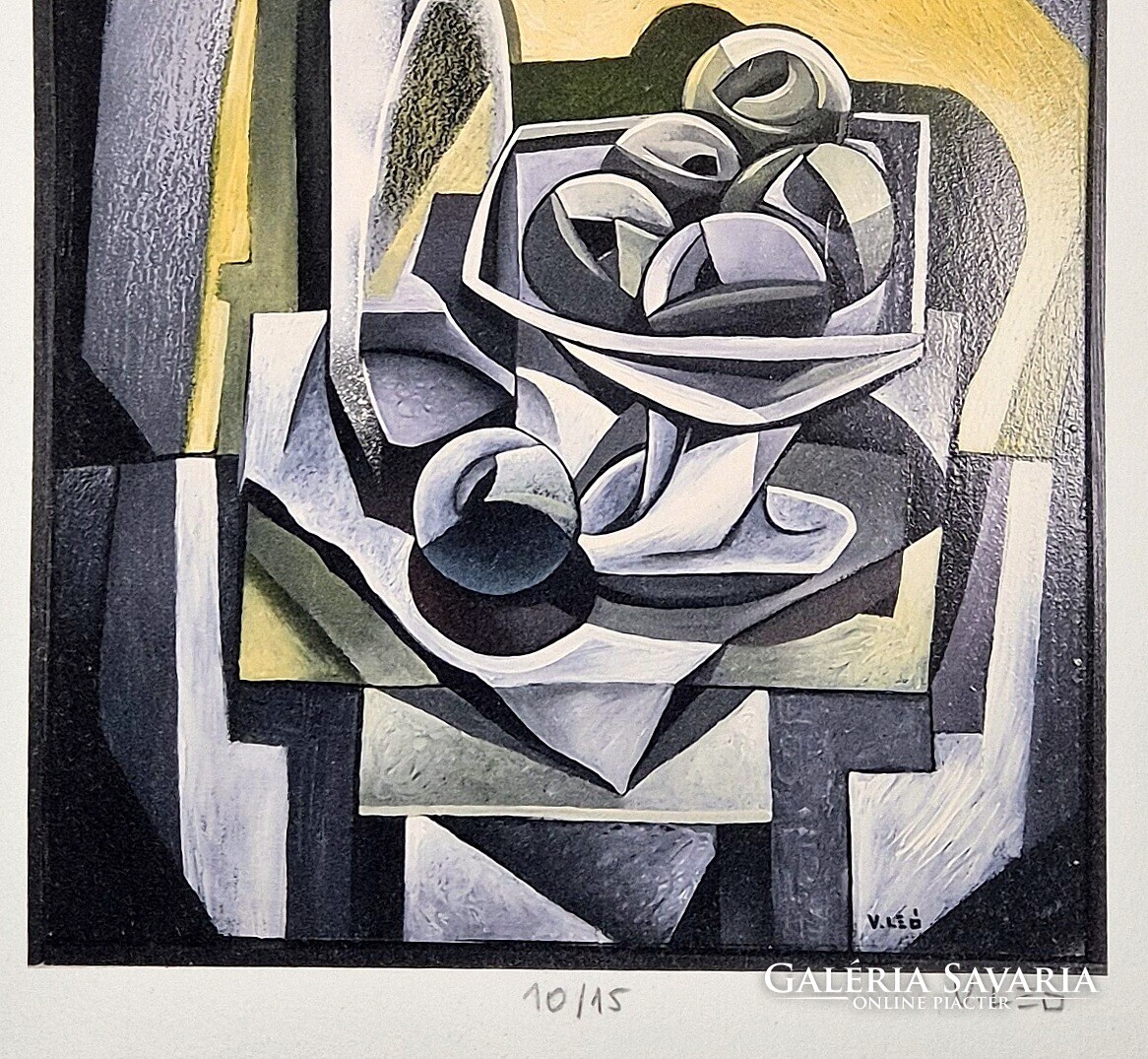 Vinkó Leó - Kubista csendélet 42 x 30 cm computerprint, merített papír ...