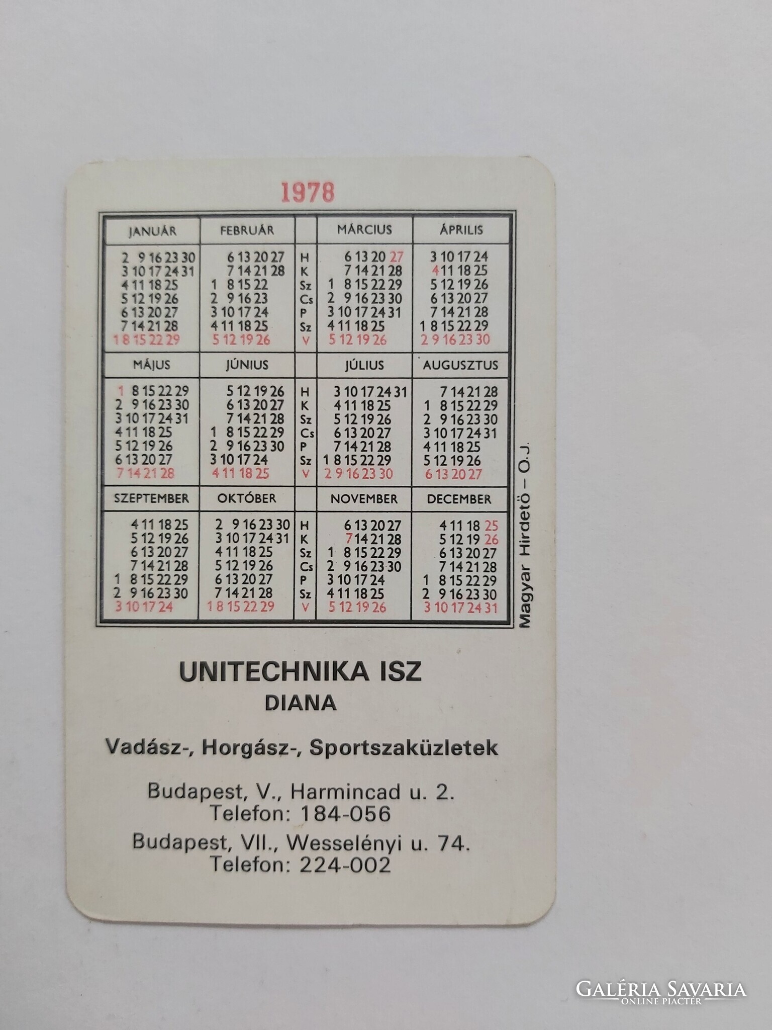 UNITECHNIKA ISZ DIANA Vadász-, Horgász-, sportszaküzletek Budapest 1978 ...