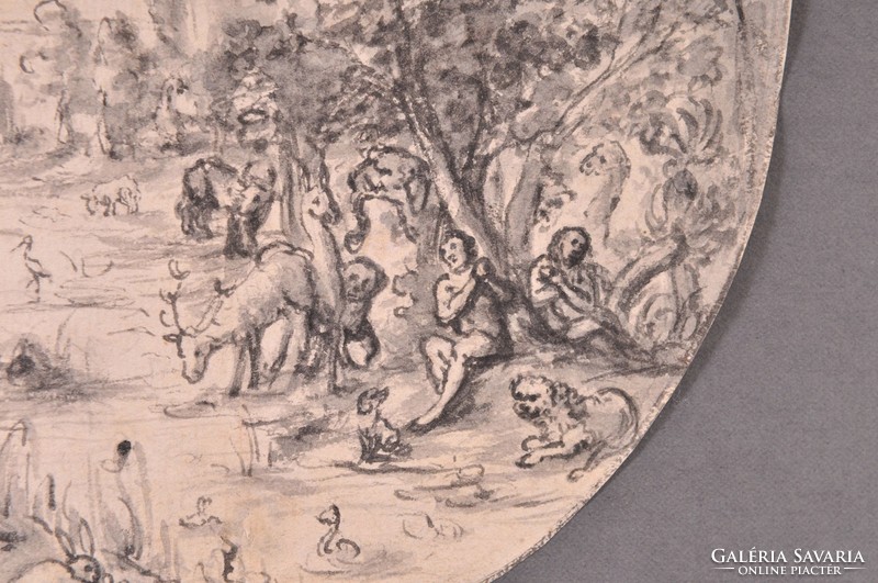 Ádám és Éva a paradicsomban, 17. század, tusrajz - Festmény | Galéria ...