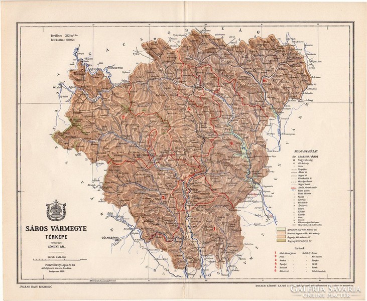 Zemplén vármegye térkép 1897, régi, antik, eredeti - Térkép, atlasz ...