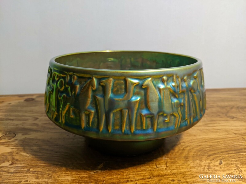 Zsolnay eozin gerezdes 16 cm hosszú10cm magas váza - Kaspó - Porcelán ...
